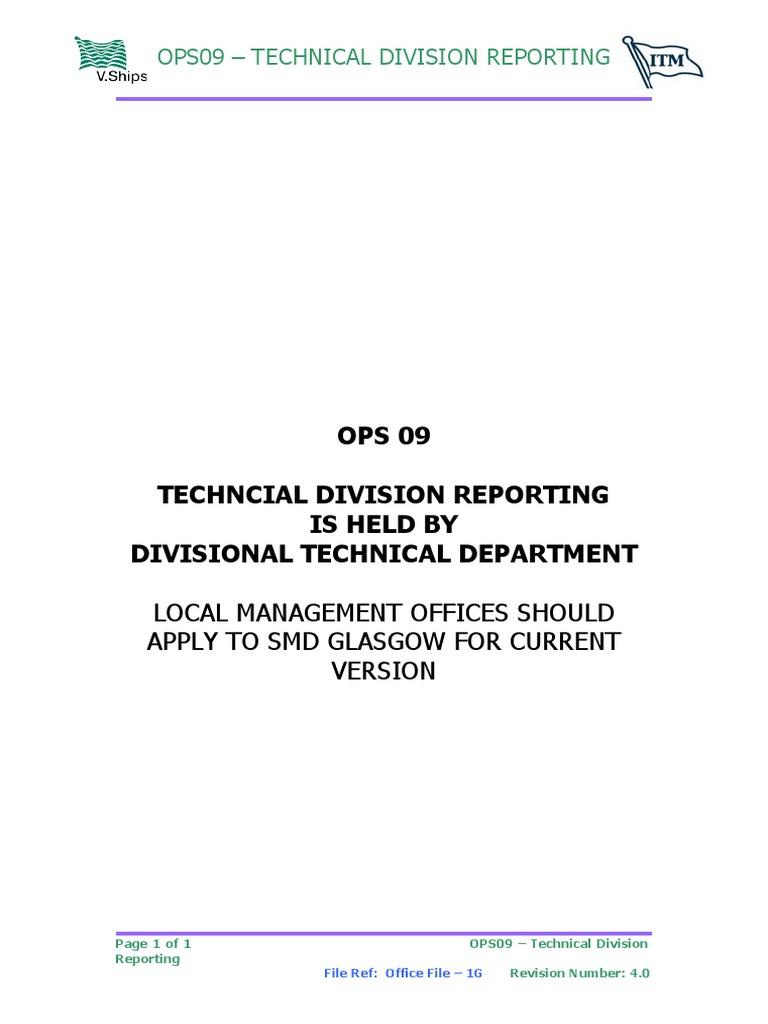OPS09 Technical Division Reporting Guidelines | PDF