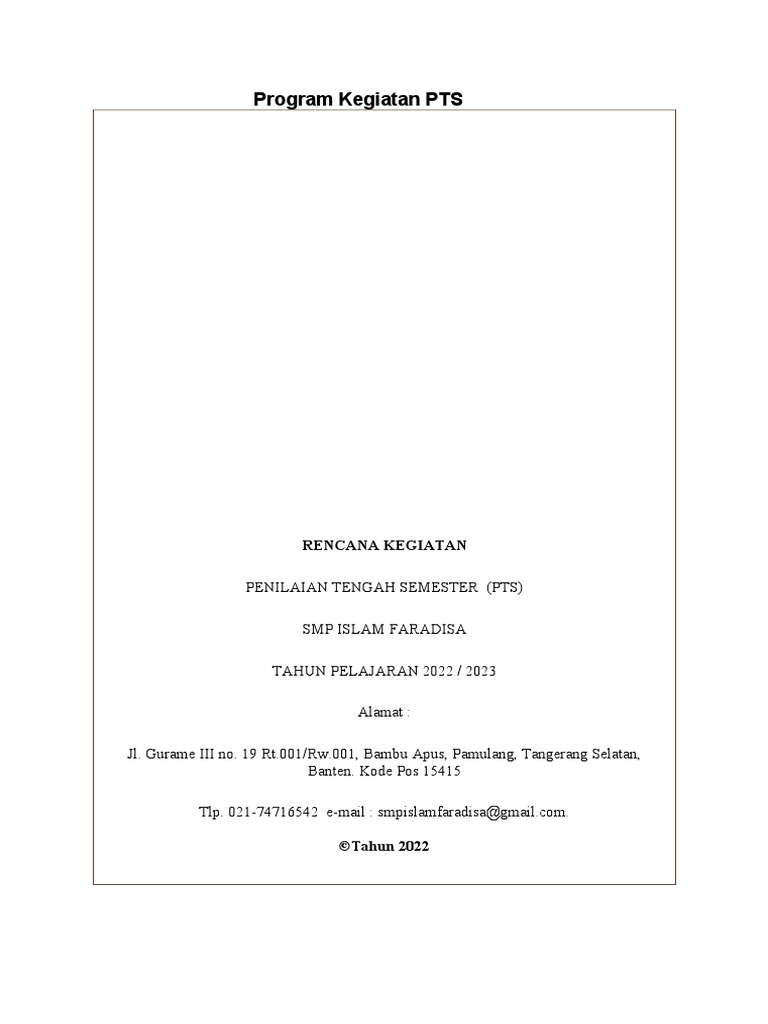 Program Kegiatan UTS | PDF