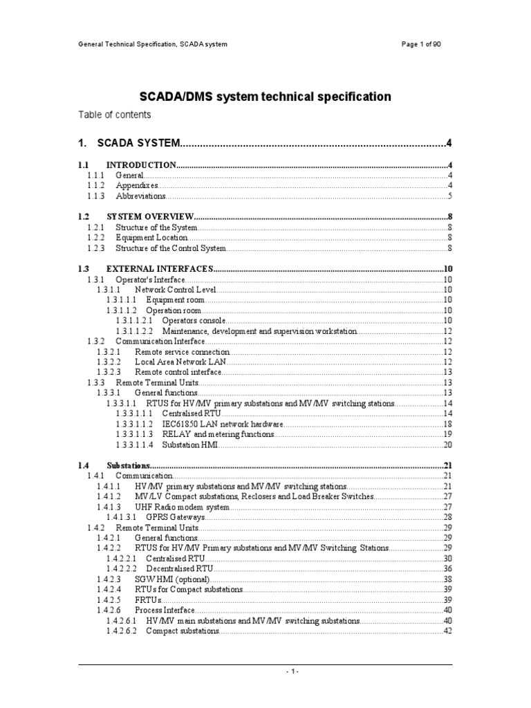 Scada Dms Specs v36 | PDF | Scada | Computer Network