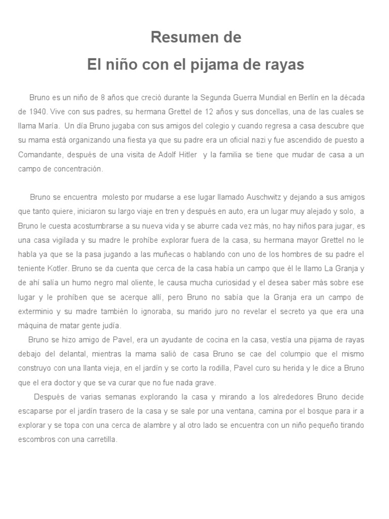 Resumen de El Niño Con Pijama de Rayas | PDF