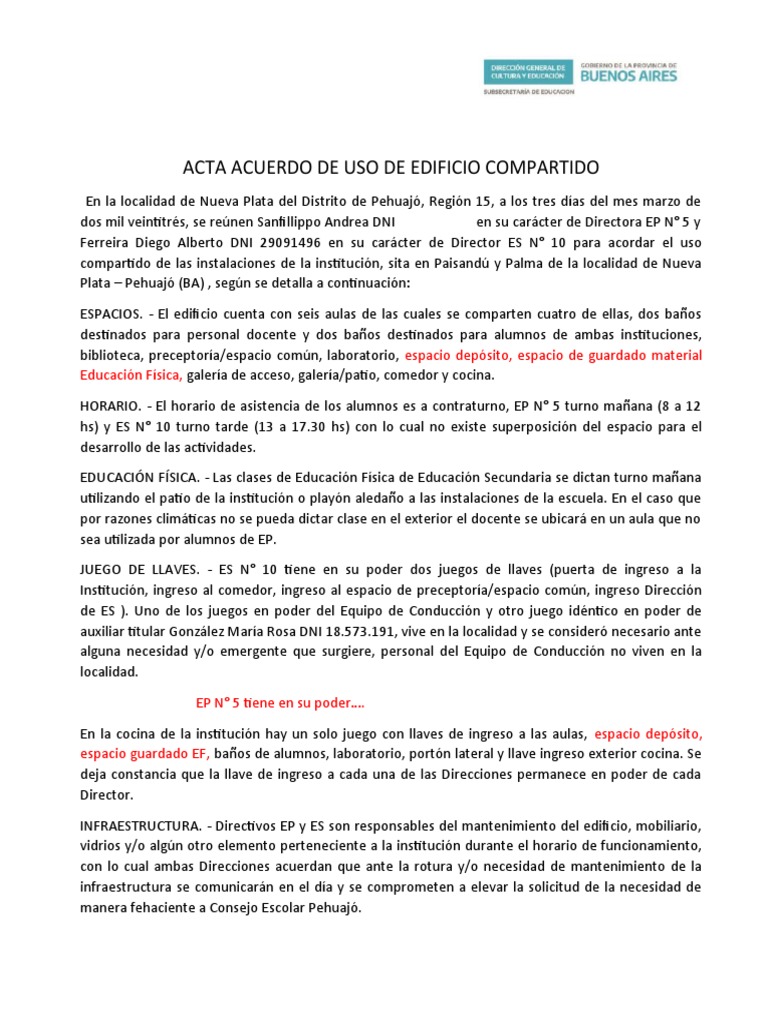 ACTA EDIFICIO COMPARTIDO | PDF