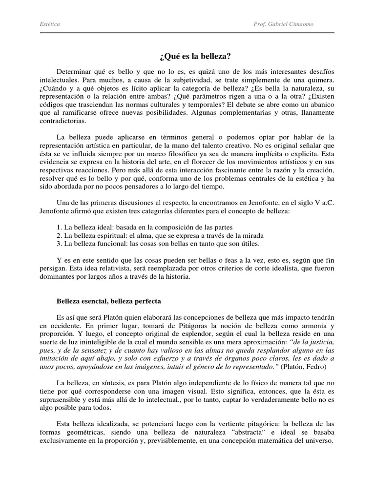 Belleza: Idealizada y Funcional | PDF | Belleza | Platón