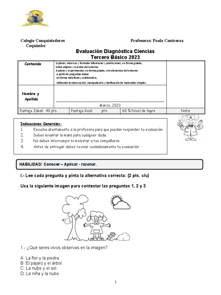 Evaluación Diagnóstica Ciencias 3 | PDF | Tierra | Agua