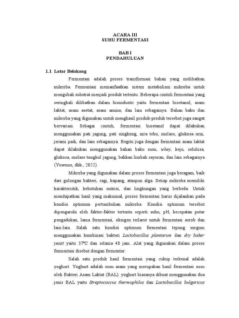 Acara Iii Fermentasi | PDF
