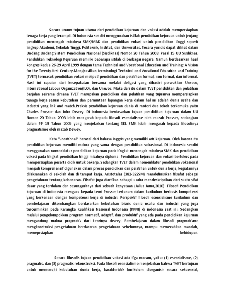Filosofi Pendidikan Vokasi di Indonesia | PDF | Karier & Perkembangan