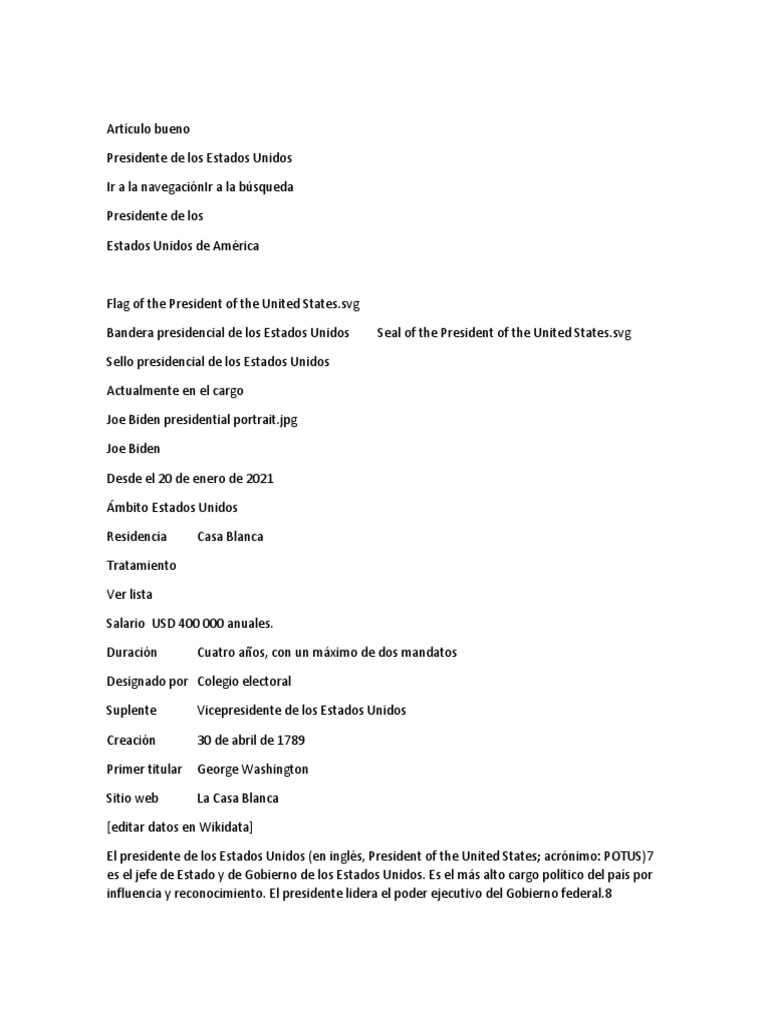 Usa | PDF | Presidentes de los Estados Unidos | Gobierno americano