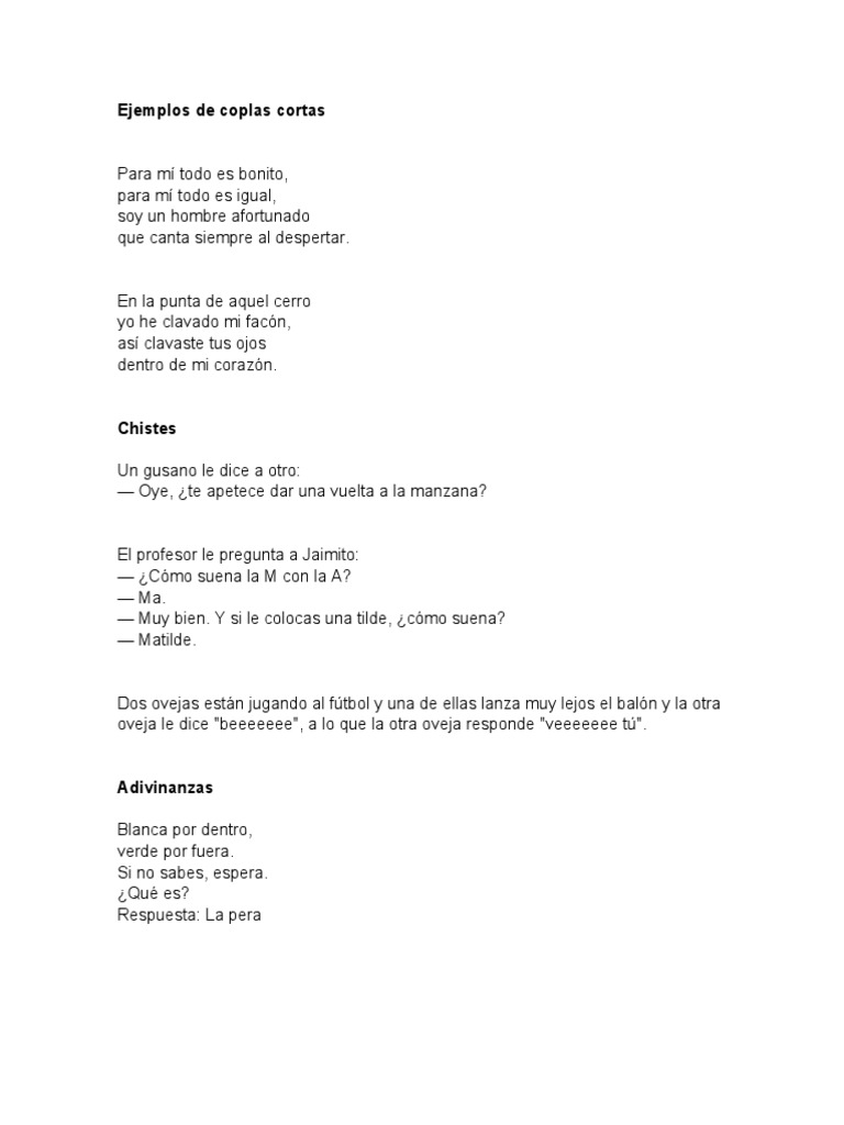 Ejemplos de Coplas Cortas | PDF | Hombres lobo