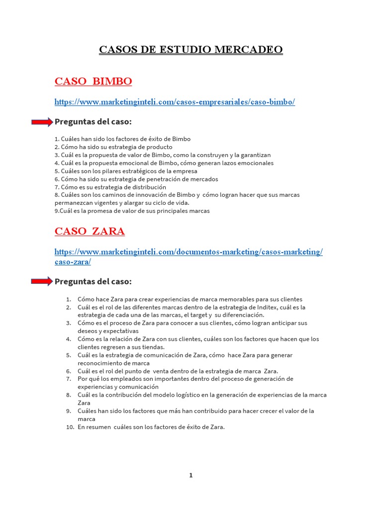 Caso de Estudio Bimbo y Zara Mercadeo | PDF
