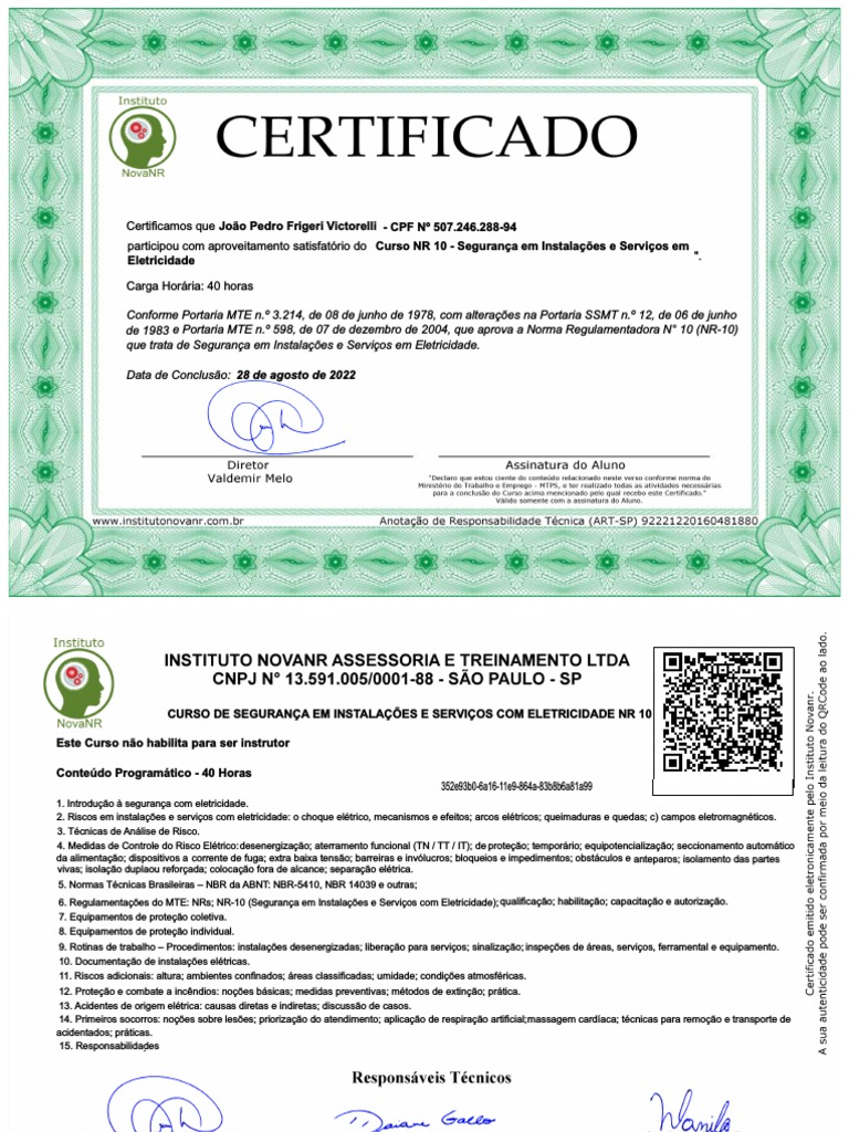 ADSFASD Curso NR 10 Seguranca em Instalacoes e Servicos em Eletricidade ...