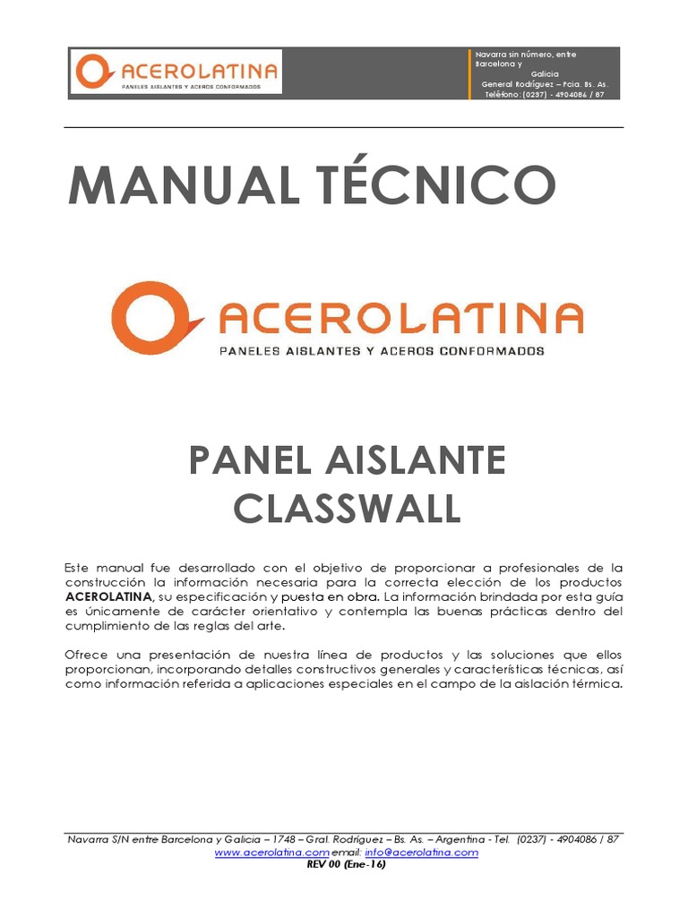 Acerolatina SA Manual Técnico Classwall r00 | PDF | Aislamiento térmico ...