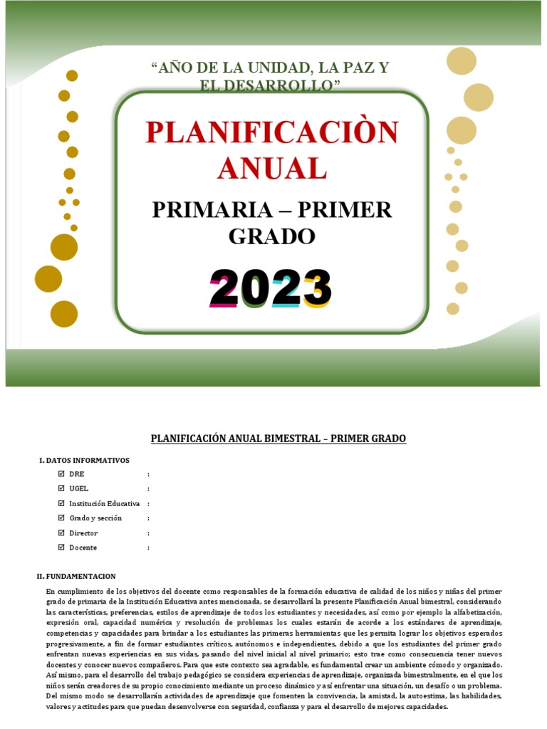 1° Prim. Planificación Anual 2023 | PDF | Aprendizaje | Familia