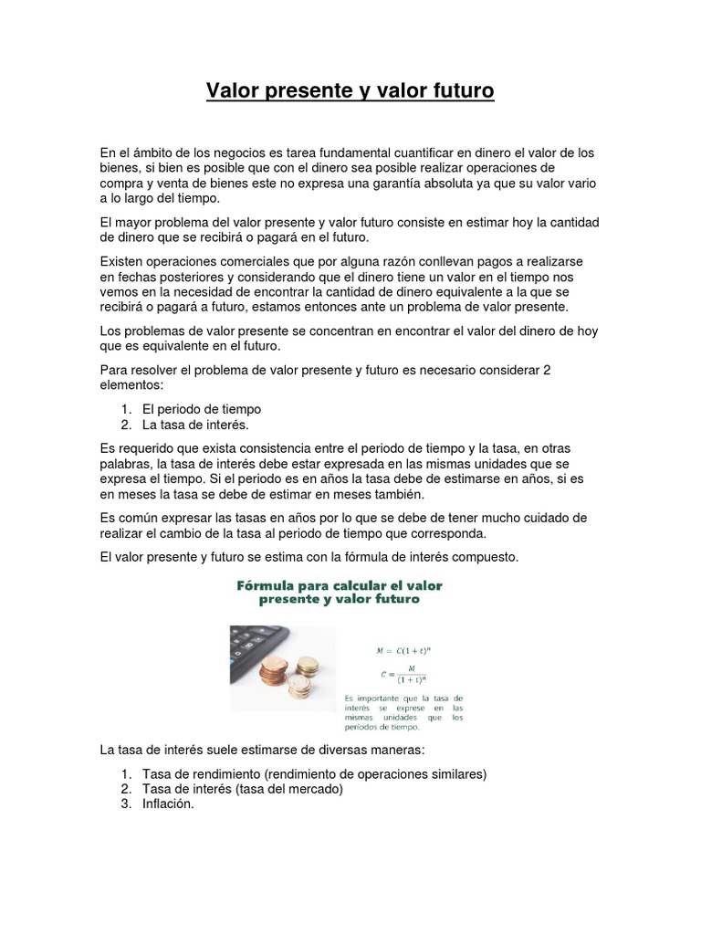 Valor Presente y Valor Futuro | PDF | Dinero | Interés