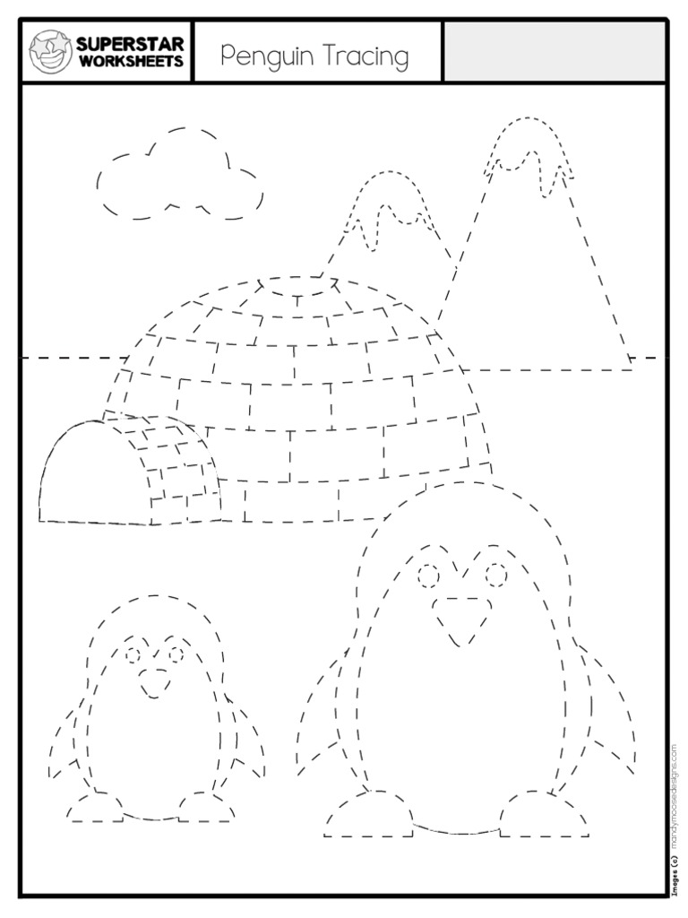 Penguin Tracing Worksheet | PDF