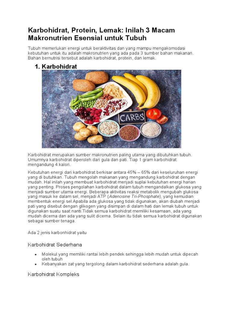 Makronutrien: Karbohidrat, Protein, Lemak | PDF | Kesehatan Holistik