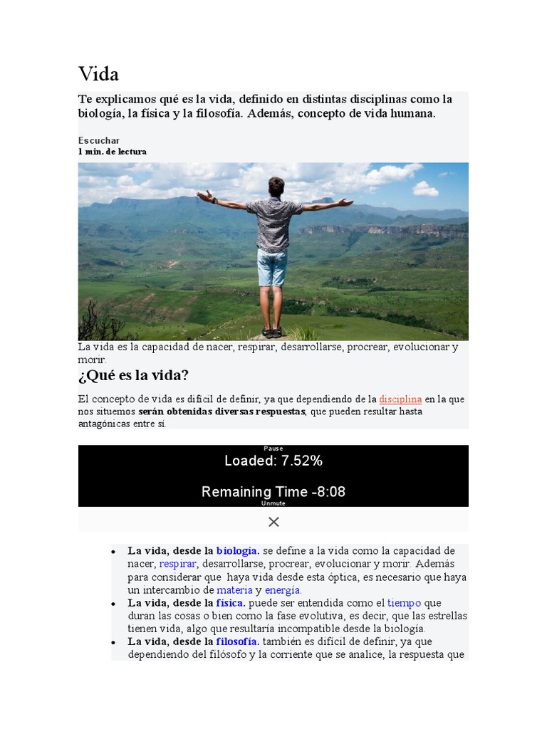 Definición de Vida en Diversas Disciplinas | PDF | Vida | Muerte