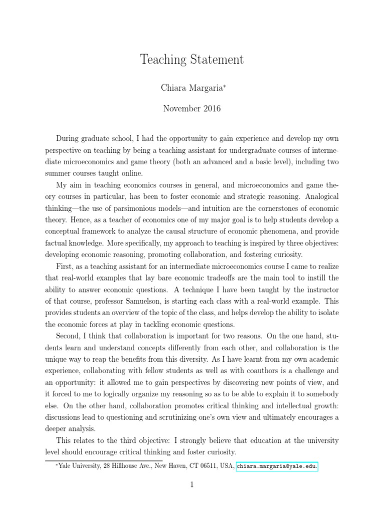 Teaching Statements-1 PDF | PDF | Teachers | Experience