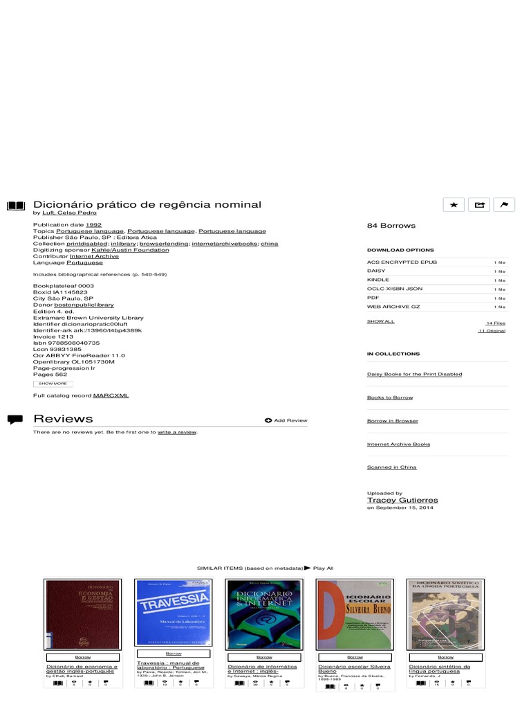 Pdfmergerfreecom Dicionario Pratico de Regencia Nominal Luft Celso ...