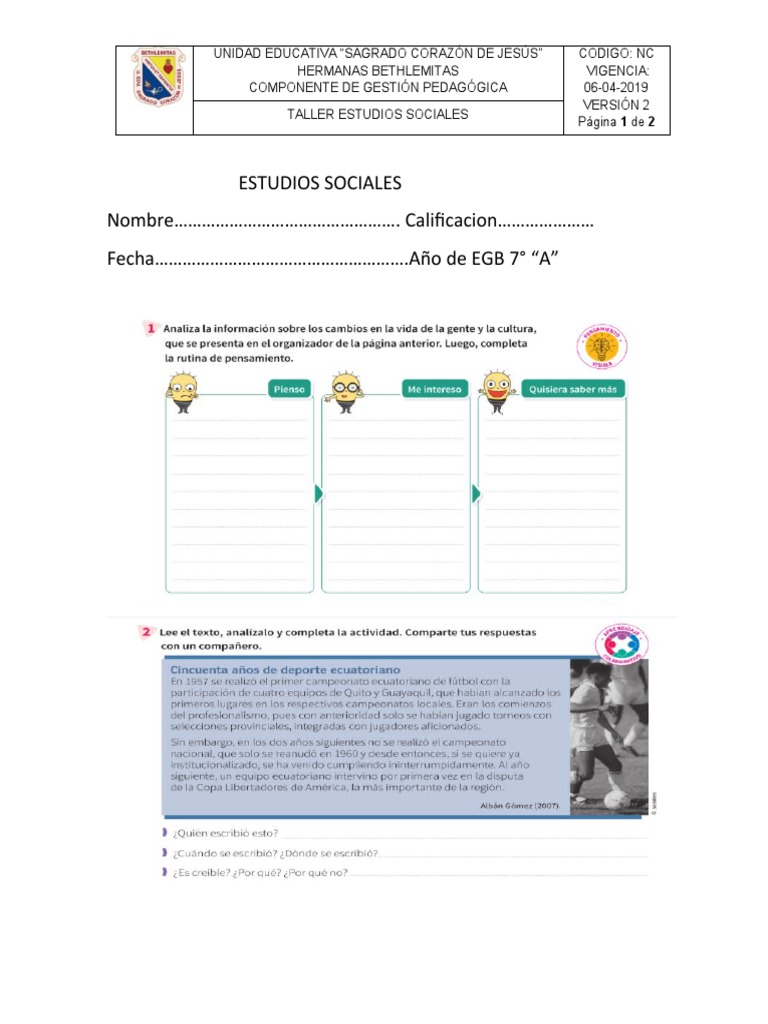 Taller de Estudios Sociales 7° EGB | PDF