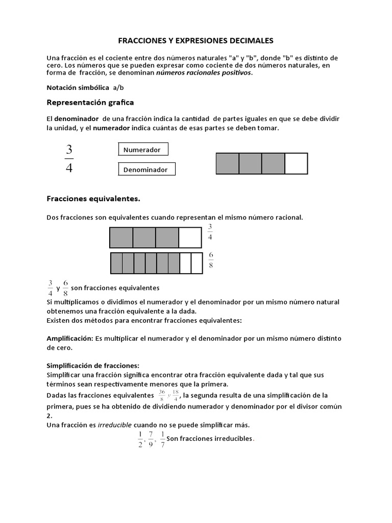 Fracciones y Expresiones Decimales | PDF | Número racional | Multiplicación