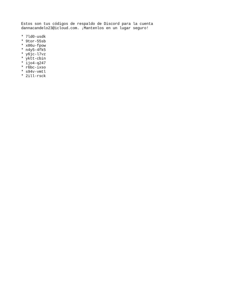 Discord Backup Codes | PDF | Juegos y actividades | Informática
