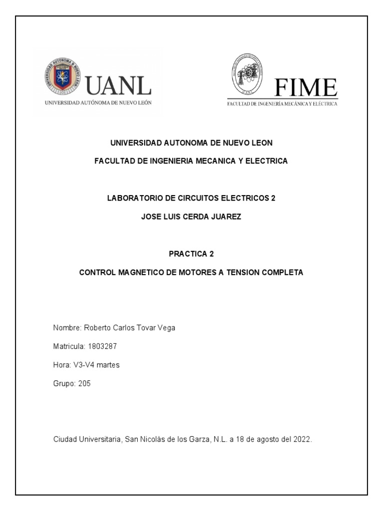 Practica 2 Lab Ce2 Pdf Motor Eléctrico Corriente Eléctrica