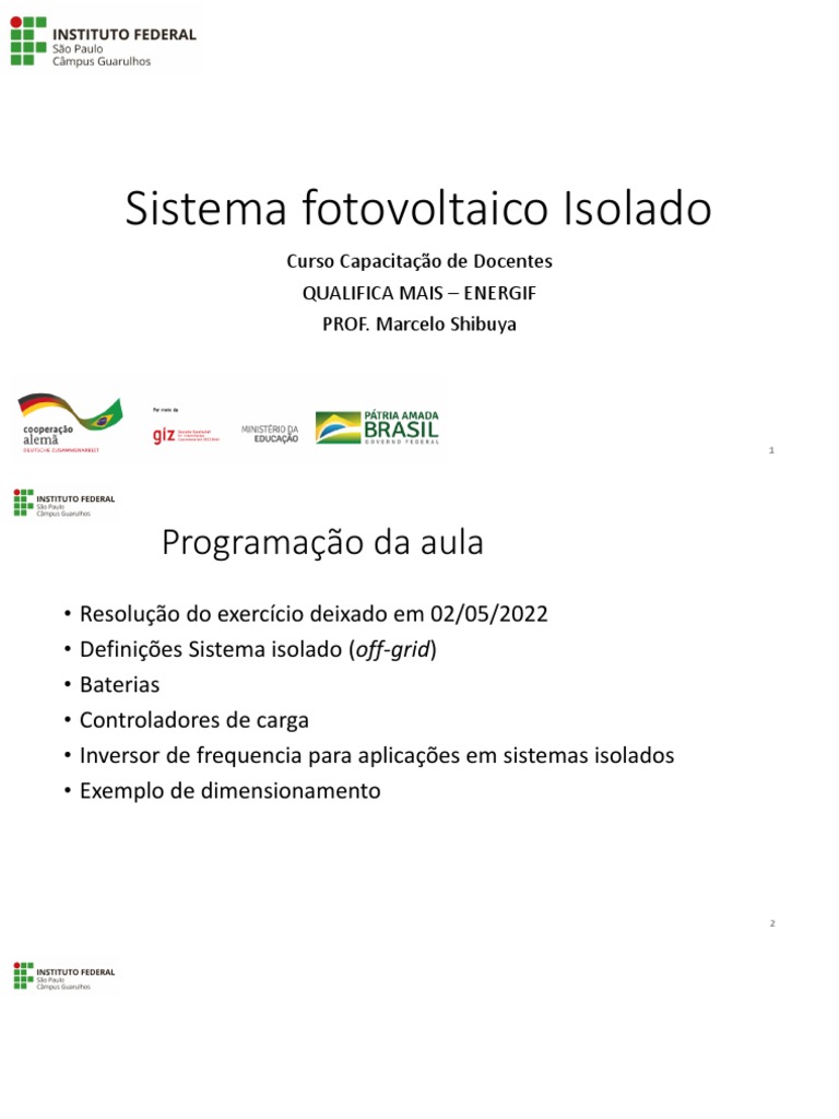 MOD3 - Sistemas Fotovoltaicos Isolados (Qualifica+) | PDF | Corrente ...