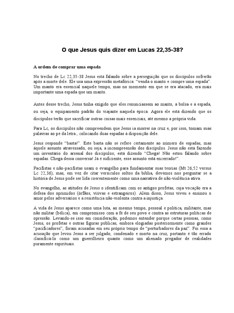 O Que Jesus Quis Dizer em Lucas 22 | PDF | Religião e Espiritualidade