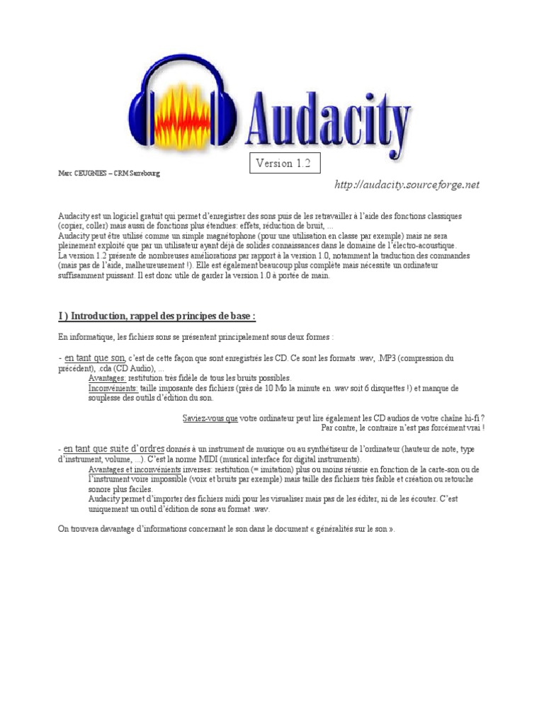 PDF Fiche Technique Audacity | PDF