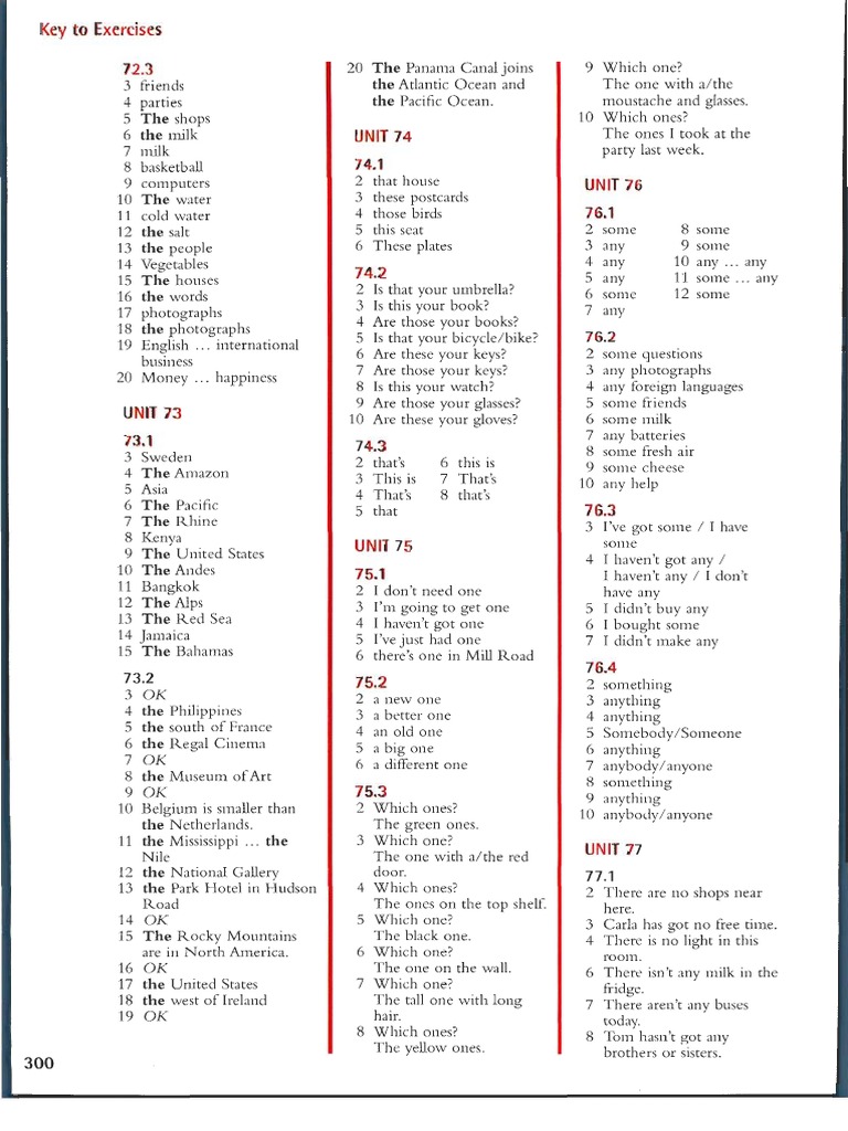 IB2 - U5 - B - Grammar Support - Some, Any, No - Key | PDF