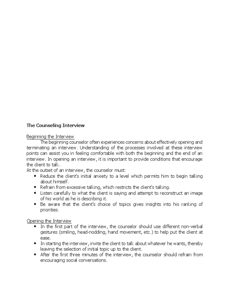 Effective Counseling Interview Techniques | PDF | Communication ...