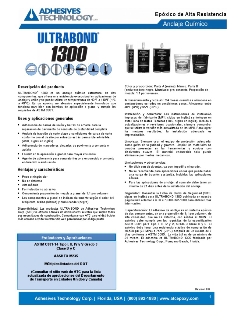 Ultrabond 1300 Final | PDF | Hormigón | Perforación
