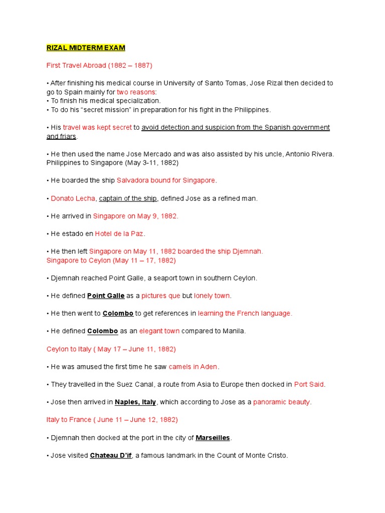 Rizal Midterm Exam | PDF