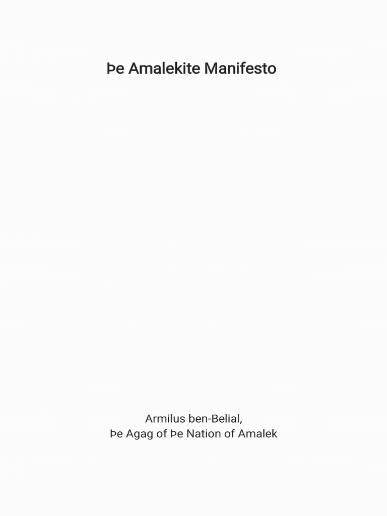 Þe Amalekite Manifesto - Agag Armilus Ben-Belial | PDF