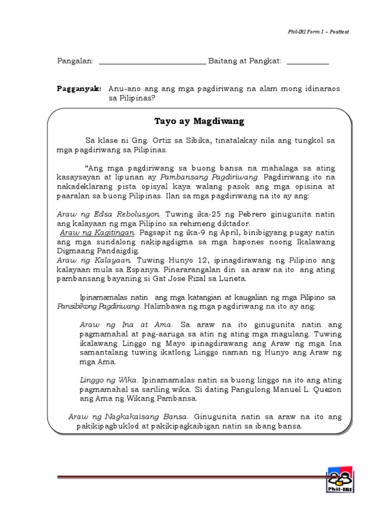 Gr. 6 Tayo Ay Magdiwang | PDF