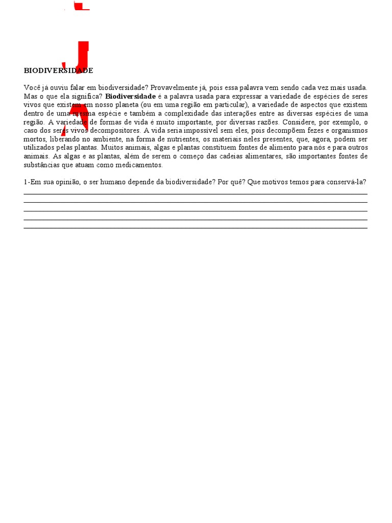 O Que é Biodiversidade? | PDF | Ciências e Matemática