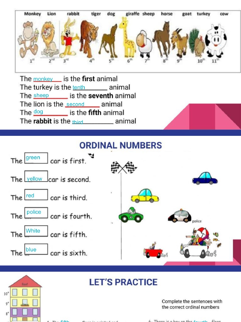 Copia de Ordinal Numbers Exercises | PDF