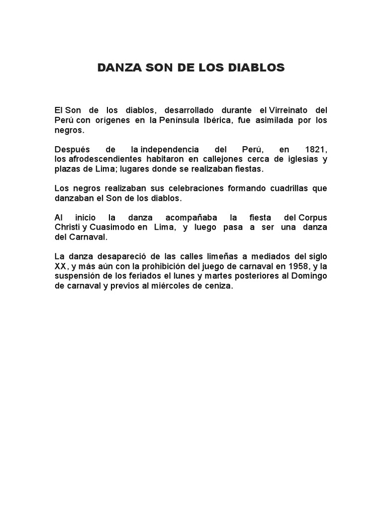 Reseña Danza Son de Los Diablos | PDF