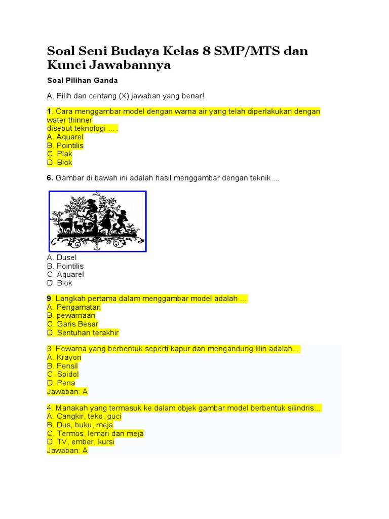 Soal Seni Budaya Kelas 8 SMP | PDF