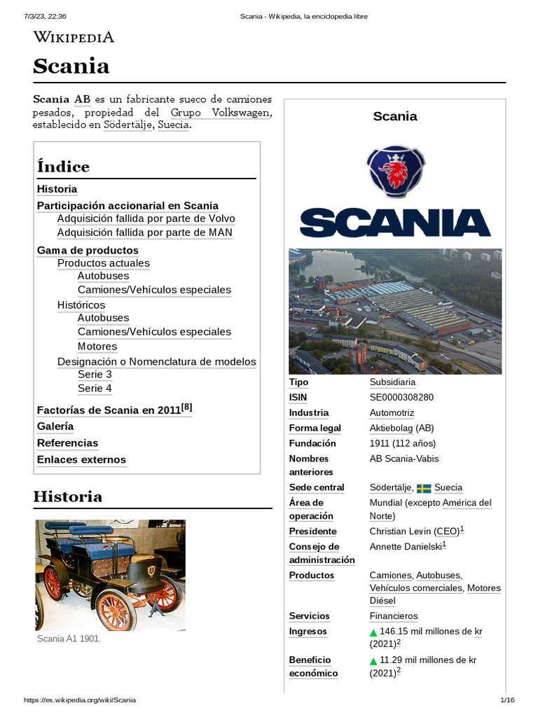 Scania - Wikipedia, La Enciclopedia Libre | PDF | Vehículos ...