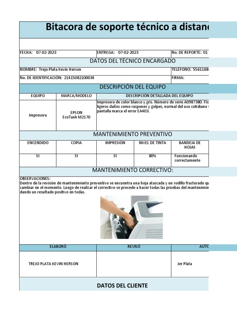 Ejemplo-De-Bitácora-De-Mantenimiento Buena | PDF | Informática