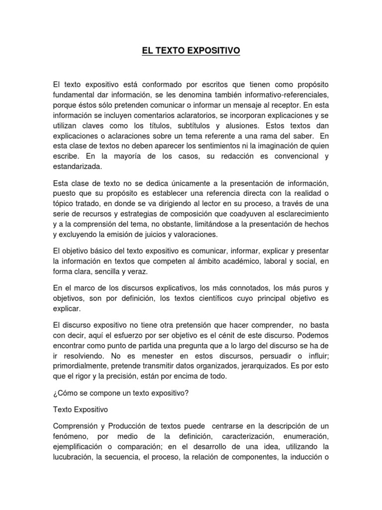El Texto Expositivo | PDF | Analogía | Comprensión
