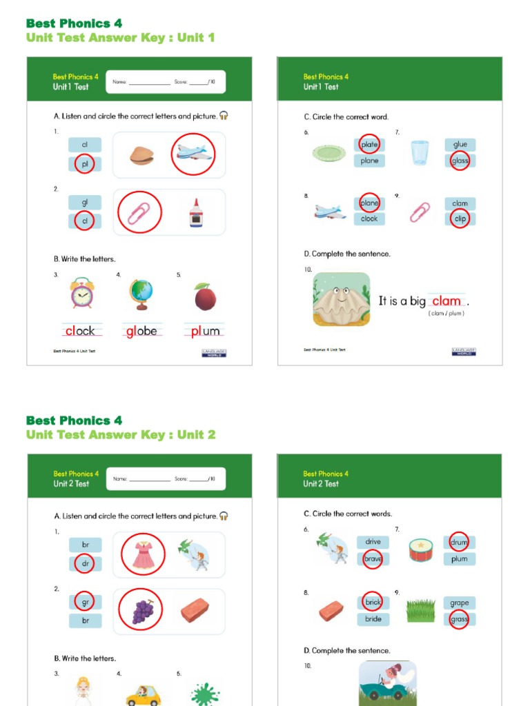 Best Phonics 4 Test Answer Keys | PDF