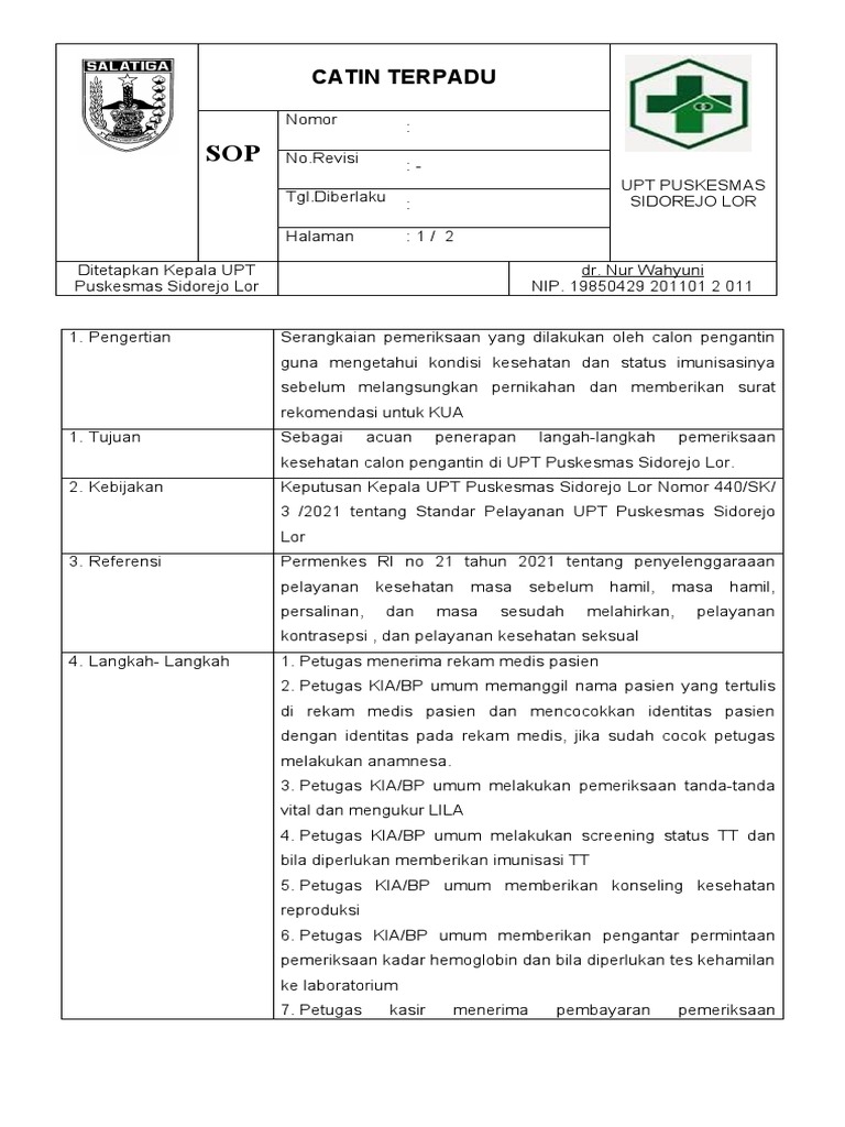 Sop Catin Terpadu | PDF