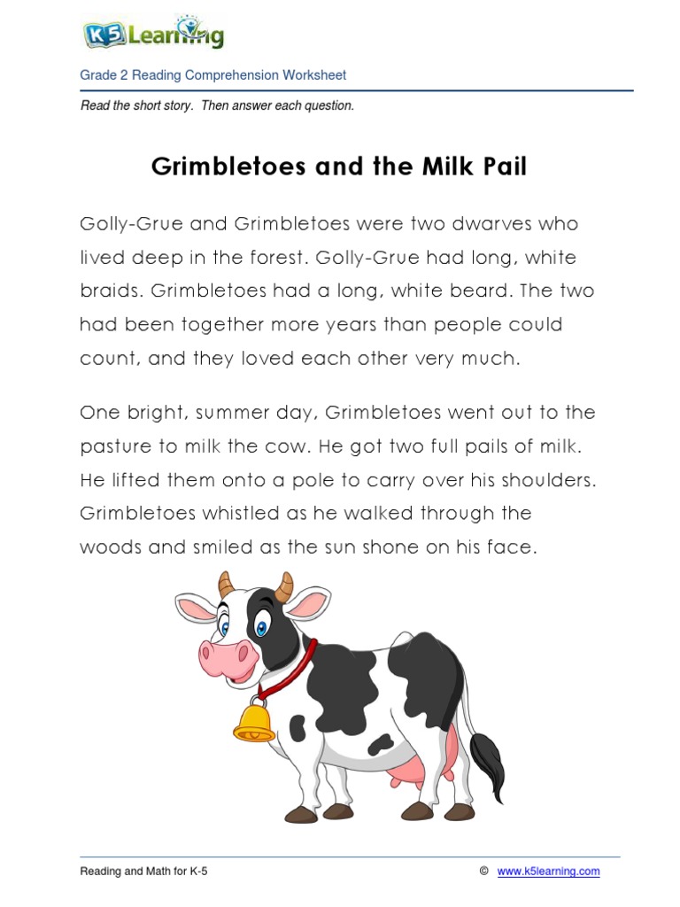 Grade 2 Story Grimbletoes and The Milk Pail | PDF