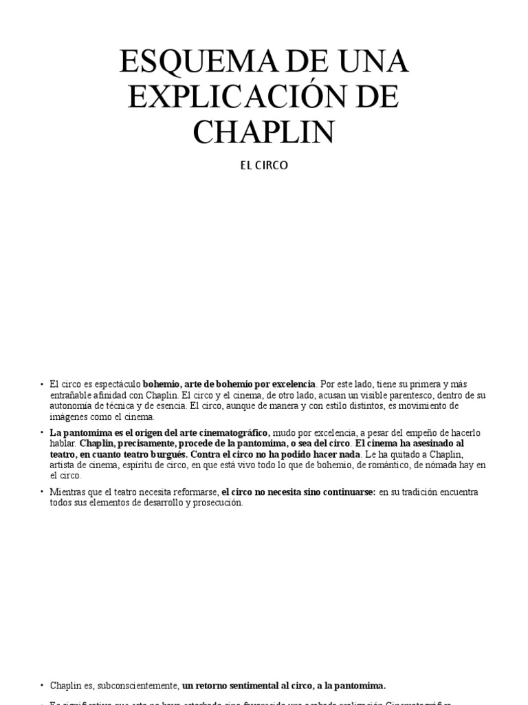 Esquema de Una Explicación de Chaplin | PDF | Payaso | Charlie Chaplin