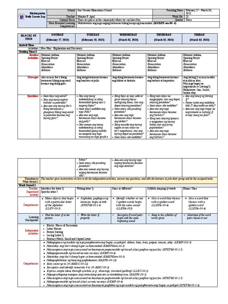 Kindergarten DLL Week 23 | PDF
