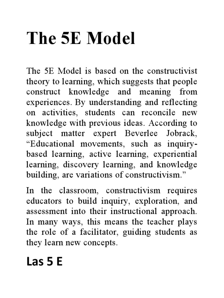 Las 5 e | PDF | Constructivism (Philosophy Of Education) | Psychology