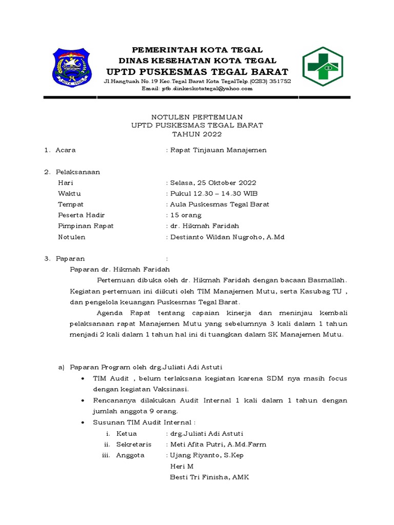 NOTULEN LOKMIN Workshop Des21 | PDF | Pengembangan Diri | Kesehatan ...