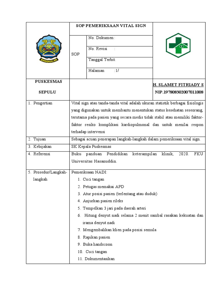 Sop Vital Sign | PDF