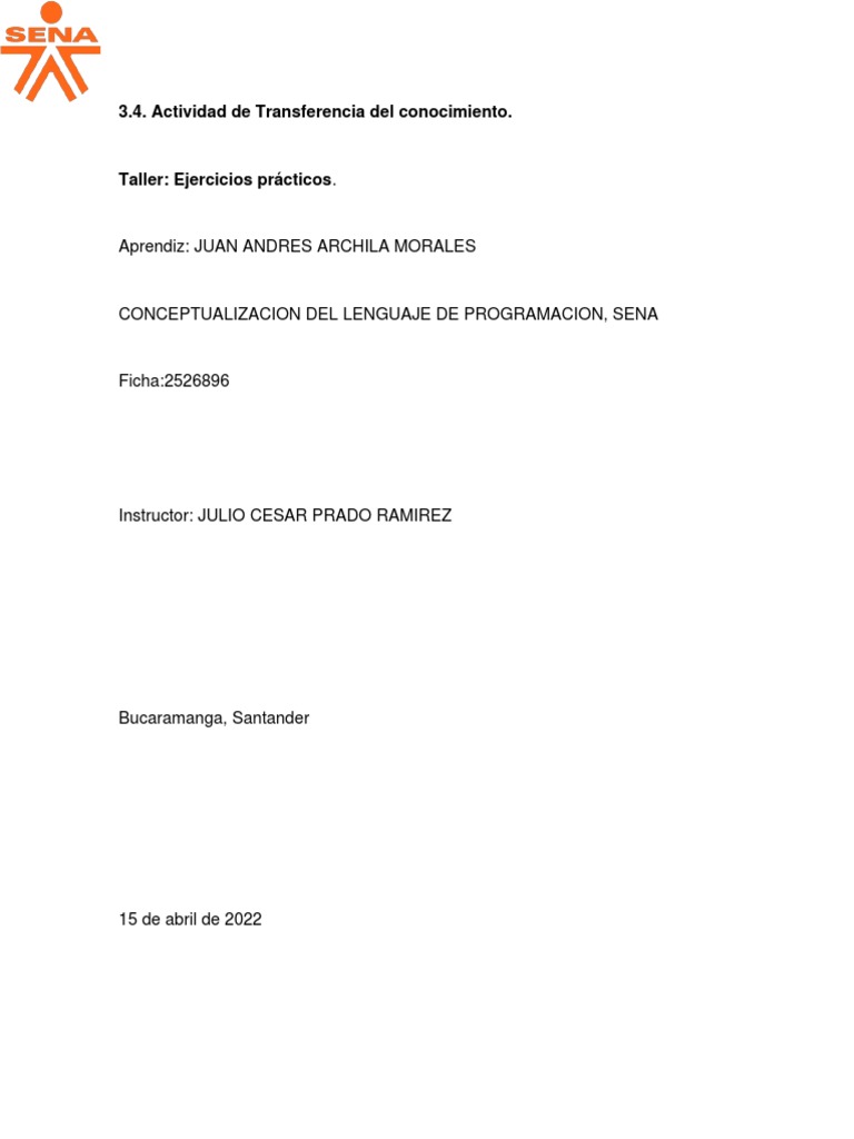 Taller Ejercicios Prácticos. | PDF